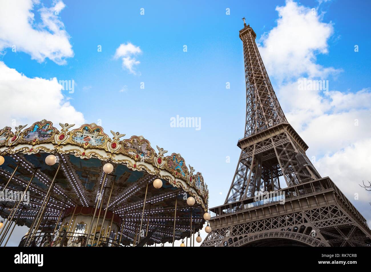 Paris. view of the famous french carousel and the eiffel tower Stock ...
