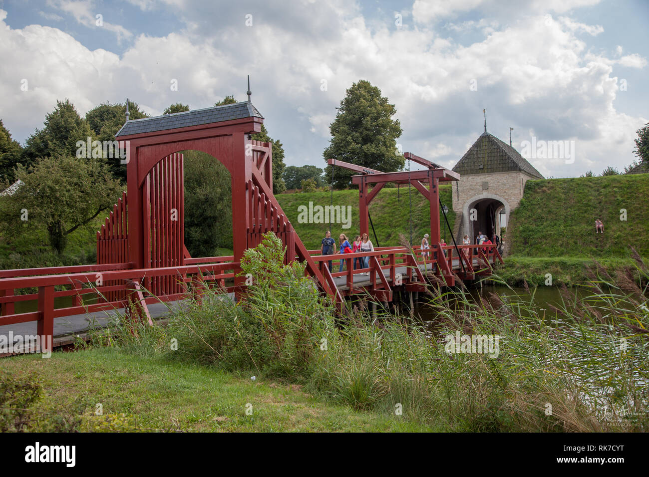 Entrance to the old fortress (stronghold) city of Bourtangne in the ...