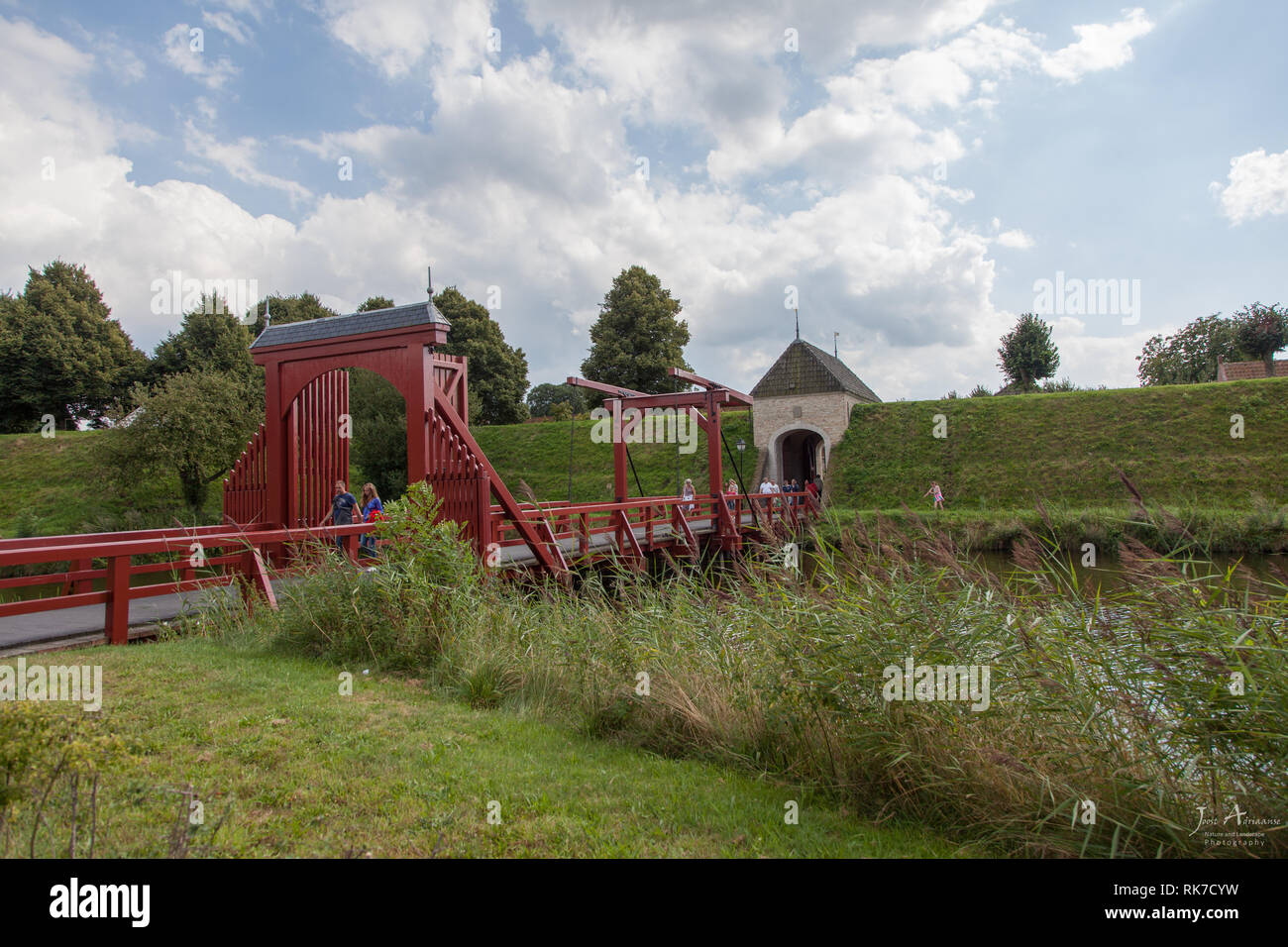 Entrance to the old fortress (stronghold) city of Bourtangne in the ...