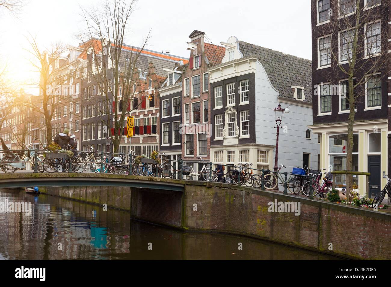 beautiful streets, bridges and channels in the famous city of amsterdam ...