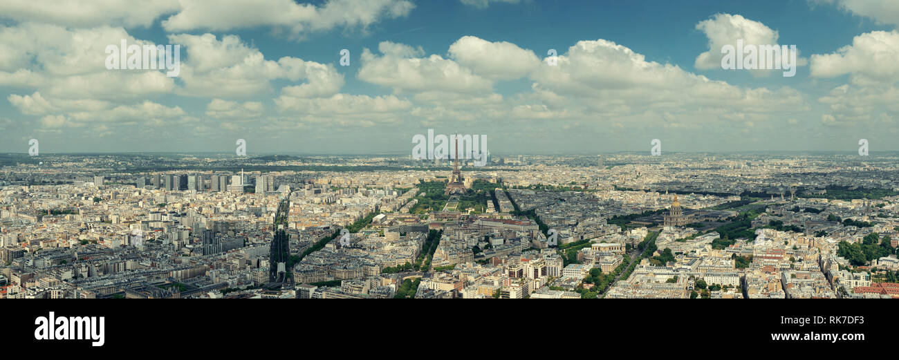Paris rooftop view panorama with Eiffel Tower and city skyline Stock ...