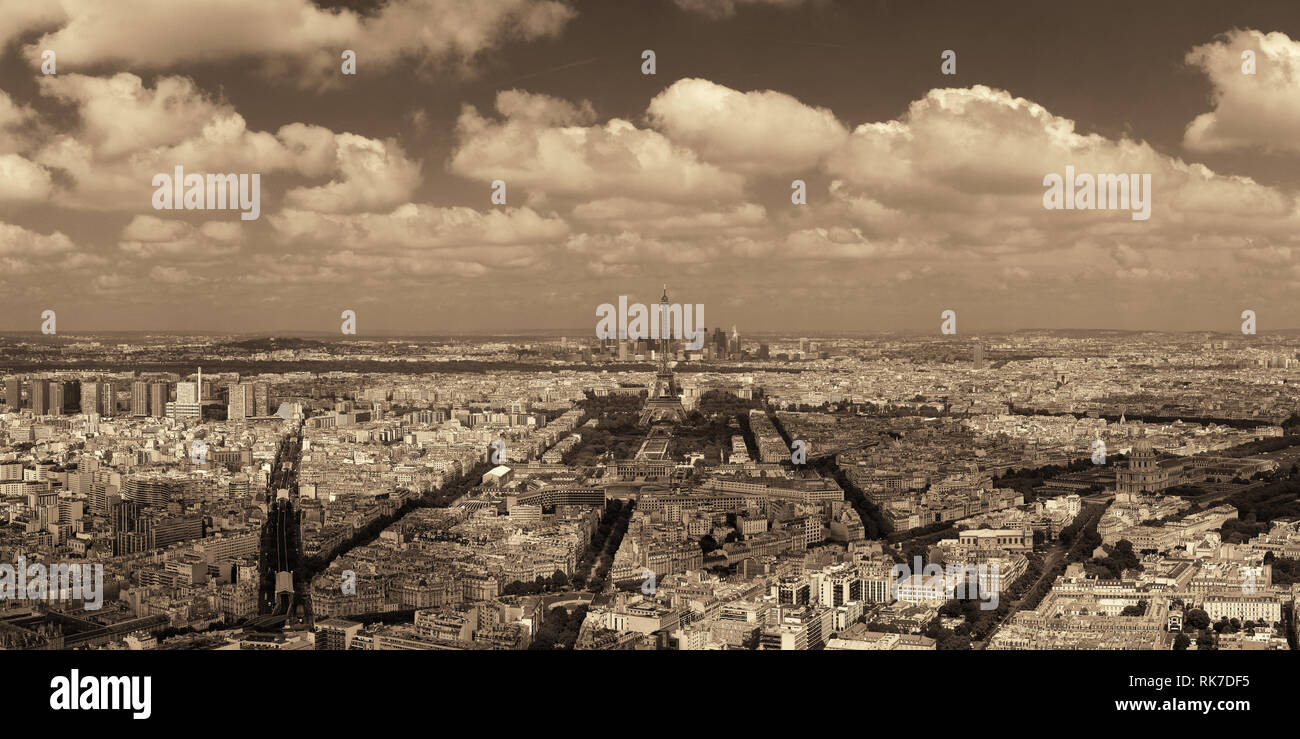 Paris rooftop view panorama with Eiffel Tower and city skyline Stock ...