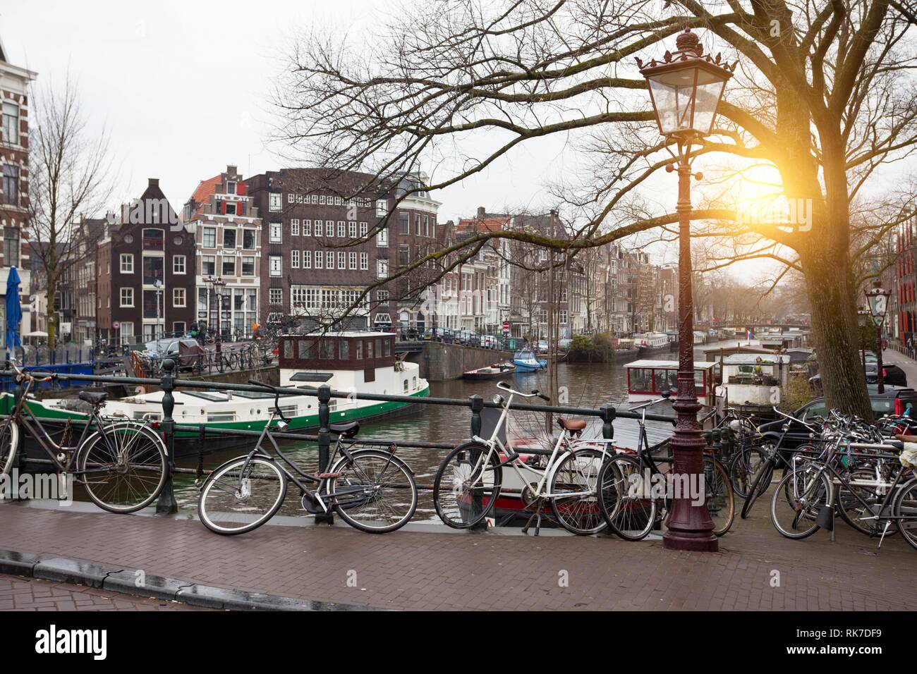 beautiful streets, bridges and channels in the famous city of amsterdam ...