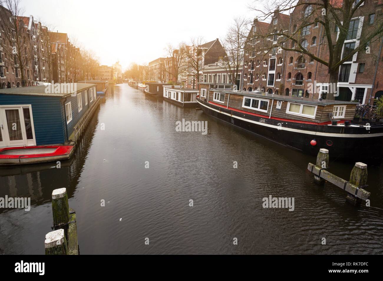 beautiful streets, canal and house on the water in the famous city of ...