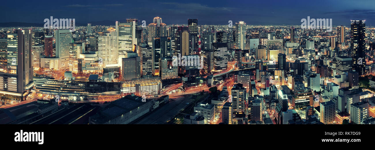 Osaka urban city at night panorama rooftop view. Japan Stock Photo - Alamy