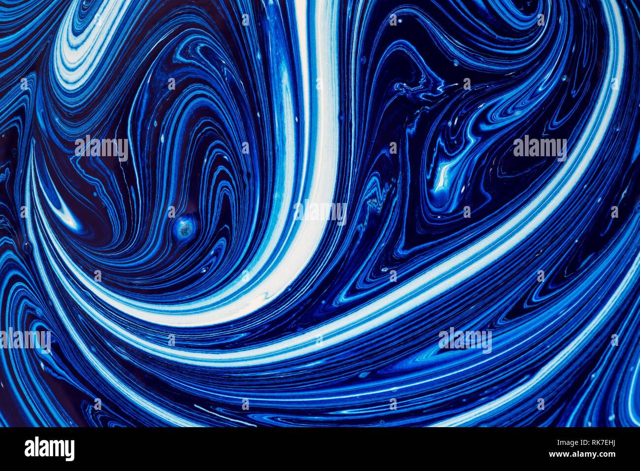 abstract drawing - mixing paint white and blue colors Stock Photo - Alamy
