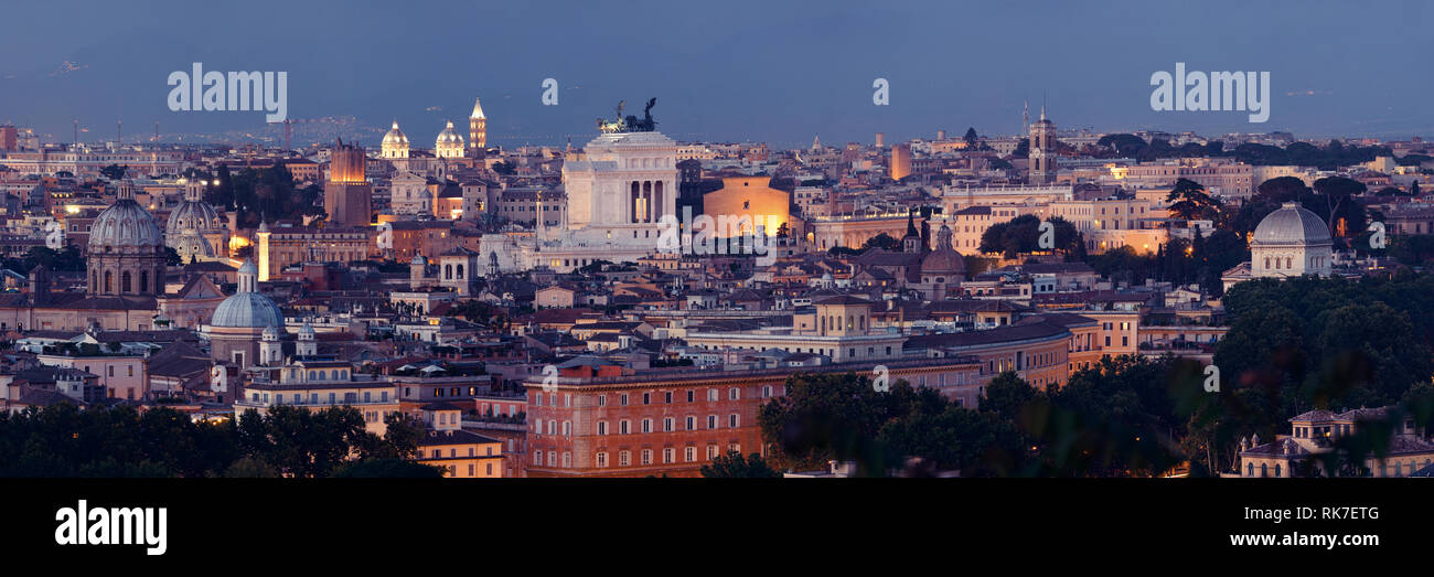 Rome rooftop panorama view with skyline and ancient architecture in ...