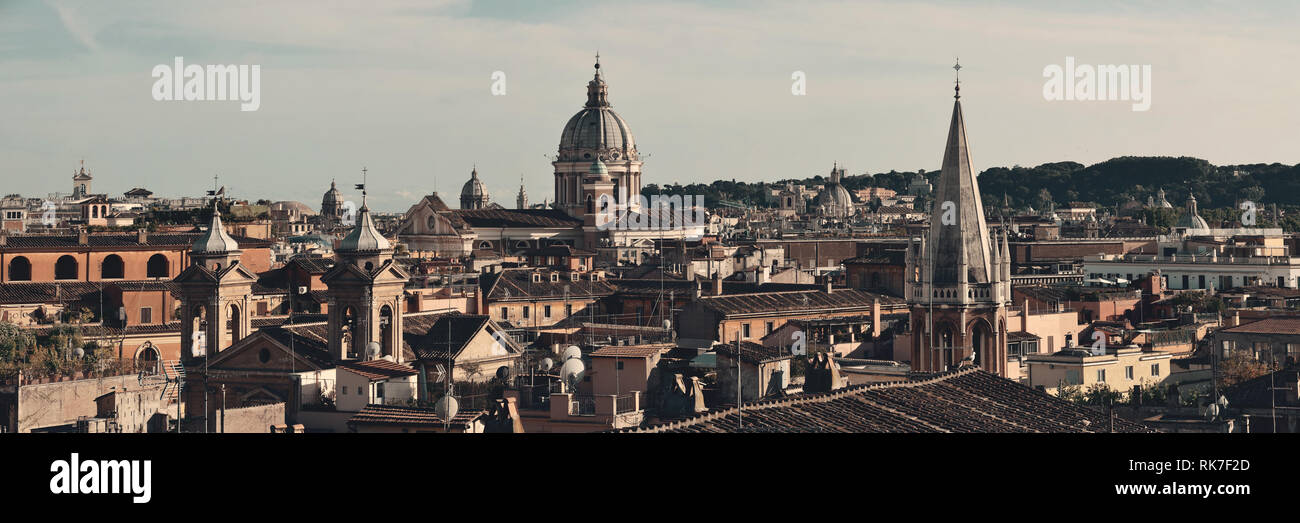 Rome rooftop view with ancient architecture in Italy panorama Stock ...