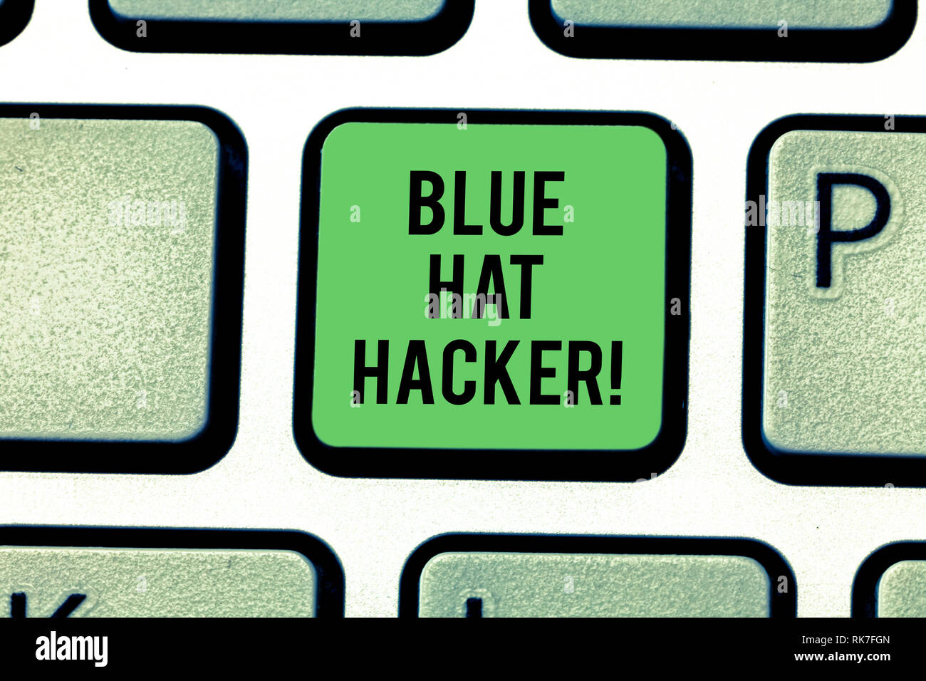 Handwriting text Blue Hat Hacker. Concept meaning Person consulting ...