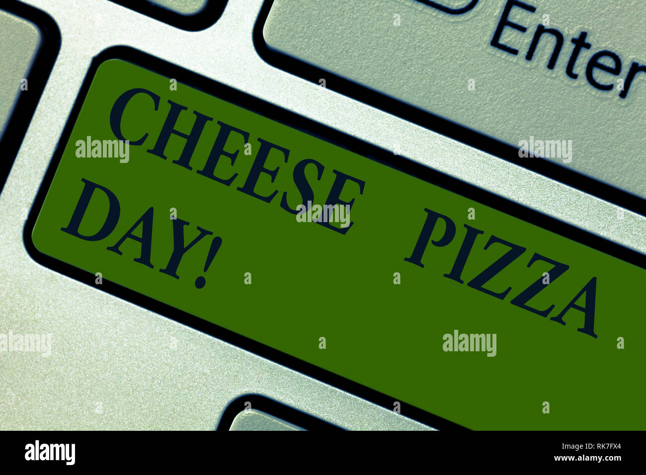 Handwriting text Cheese Pizza Day. Concept meaning date started Greeks ...