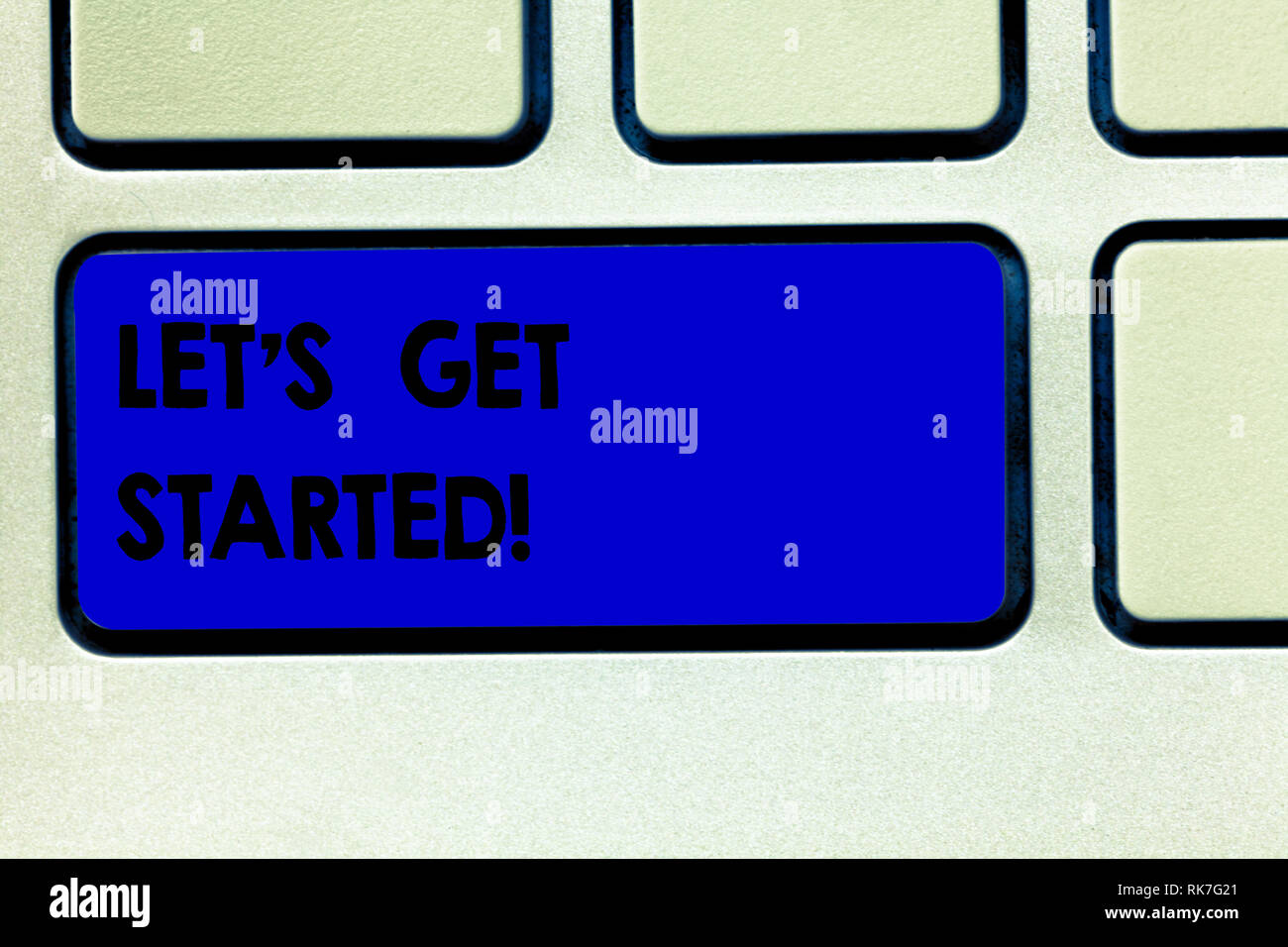 Conceptual hand writing showing Let S Is Get Started. Business photo ...