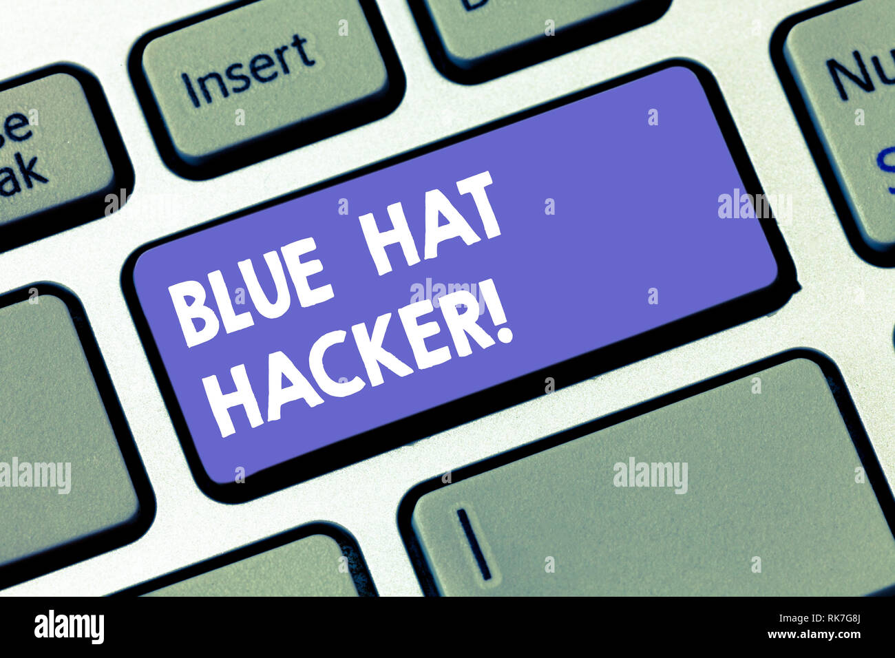 Writing note showing Blue Hat Hacker. Business photo showcasing Person ...