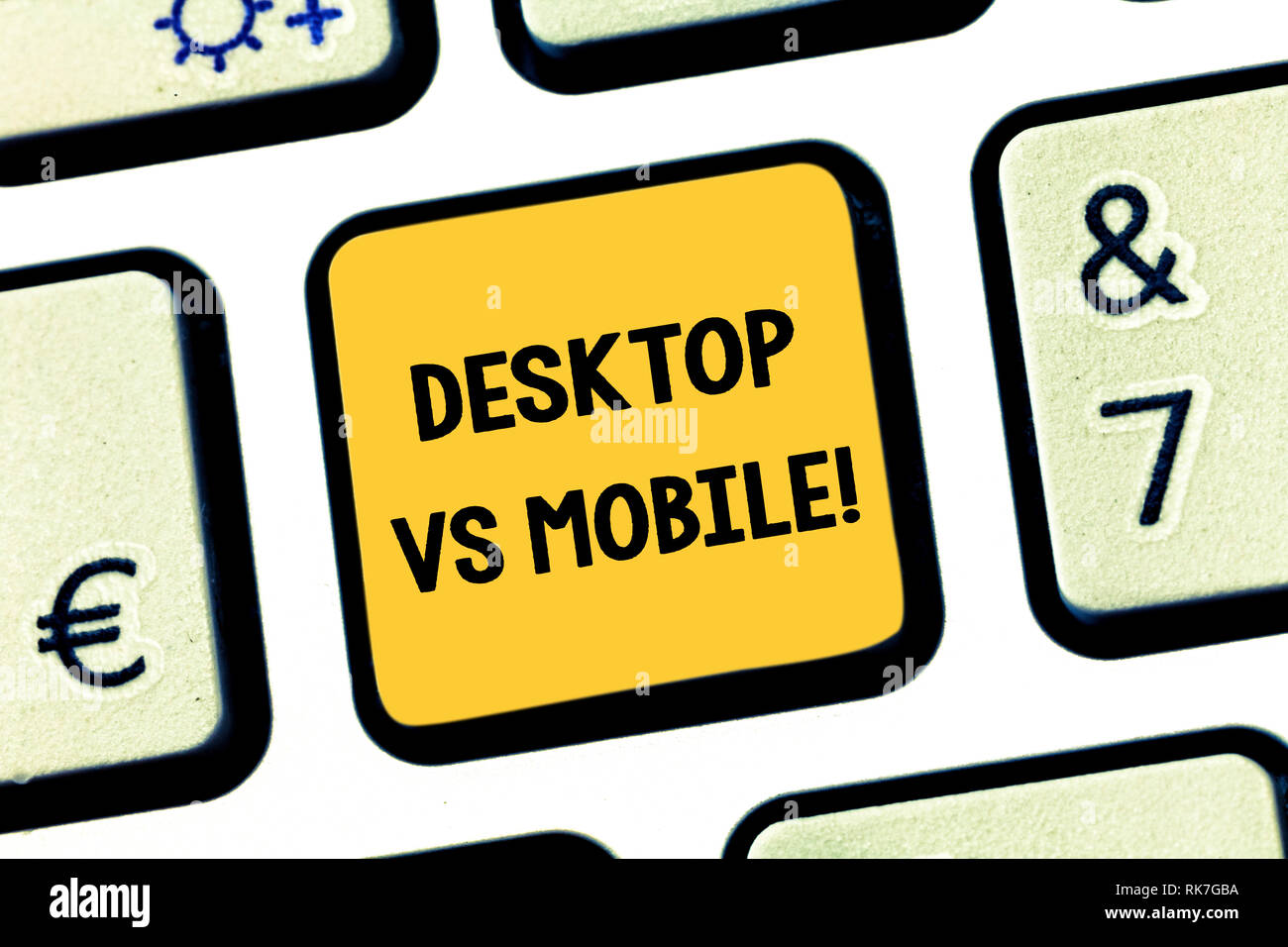 Conceptual hand writing showing Desktop Vs Mobile. Business photo ...