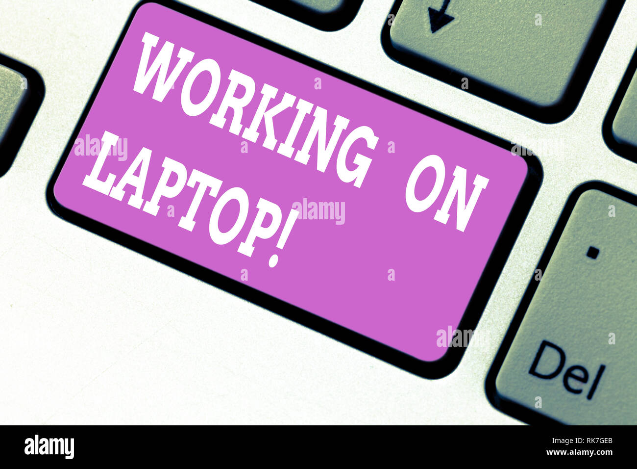 Word writing text Working On Laptop. Business concept for getting job ...
