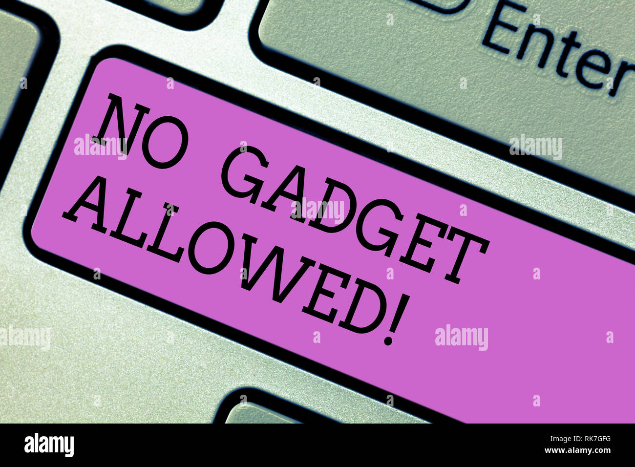 Writing note showing No Gadget Allowed. Business photo showcasing do ...