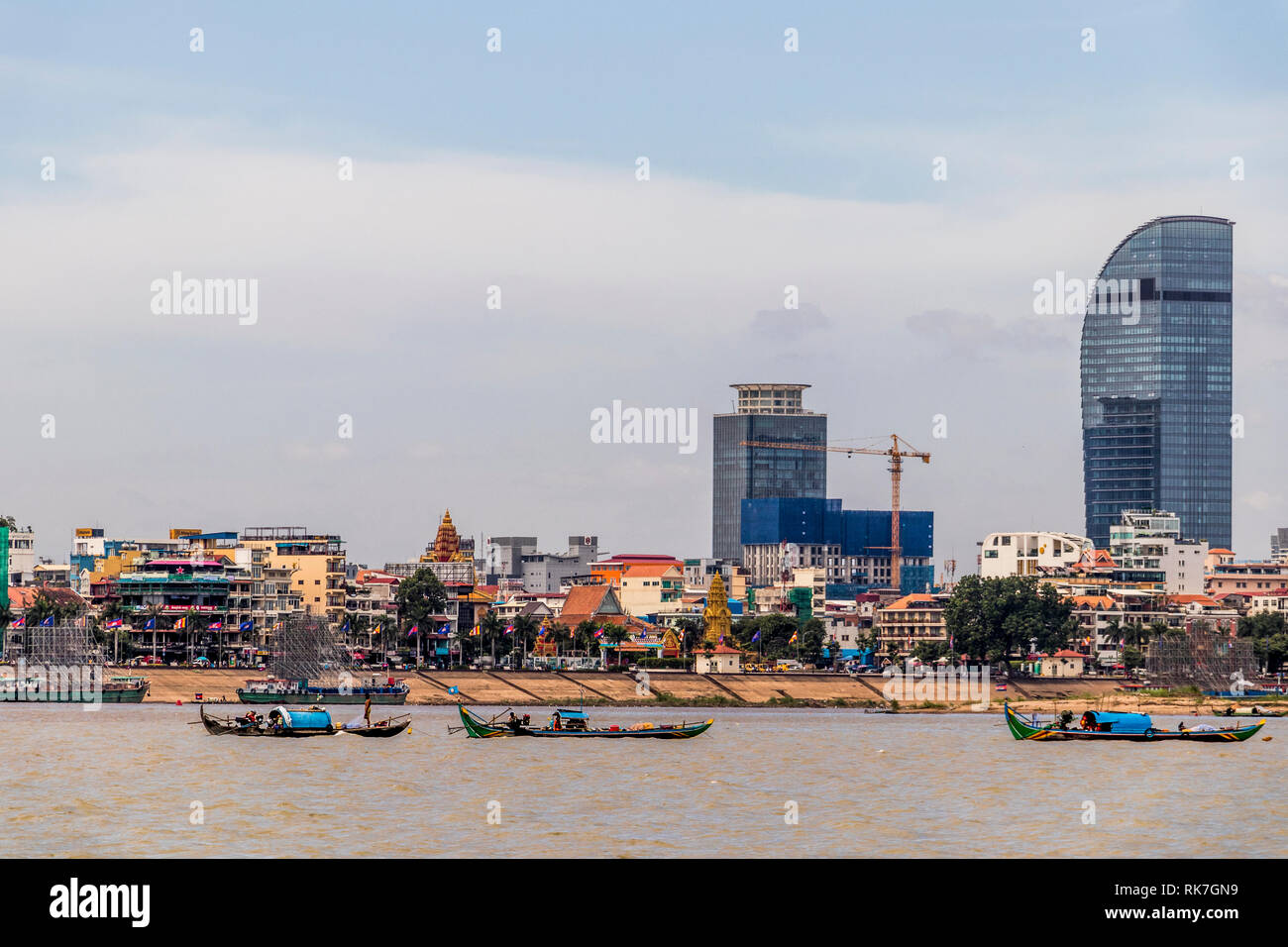Boats on Mekong river Phnom Penh Cambodia Stock Photo - Alamy