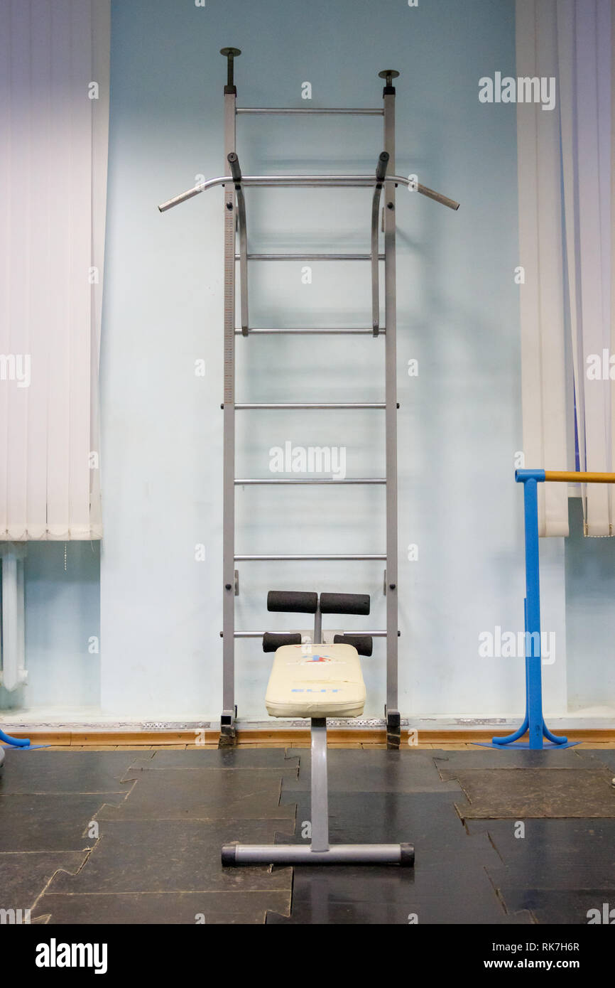 empty gym for fitness and bodybuilding with fitness equipment and ...