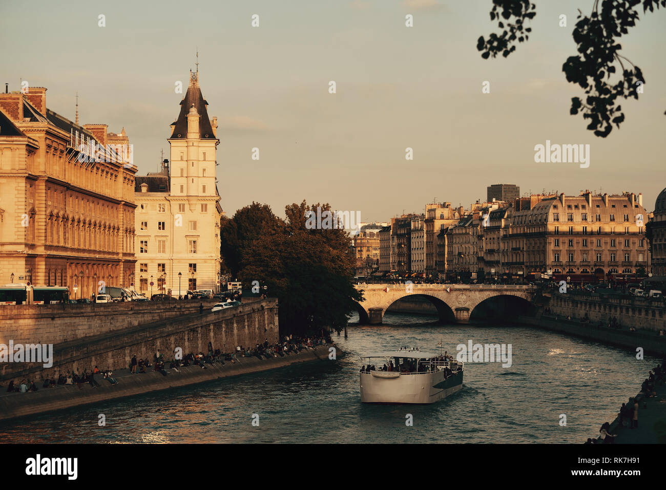 River Seine and historical architecture in Paris, France Stock Photo ...