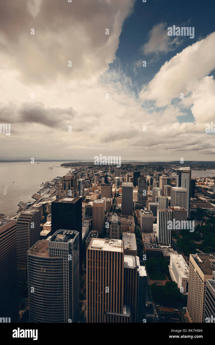 Seattle rooftop panorama view with urban architecture Stock Photo - Alamy