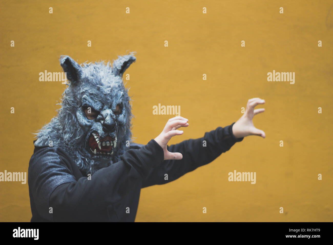 Photograph of a person with a wolf mask Stock Photo - Alamy