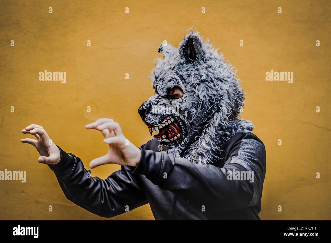 Photograph of a person with a wolf mask Stock Photo - Alamy