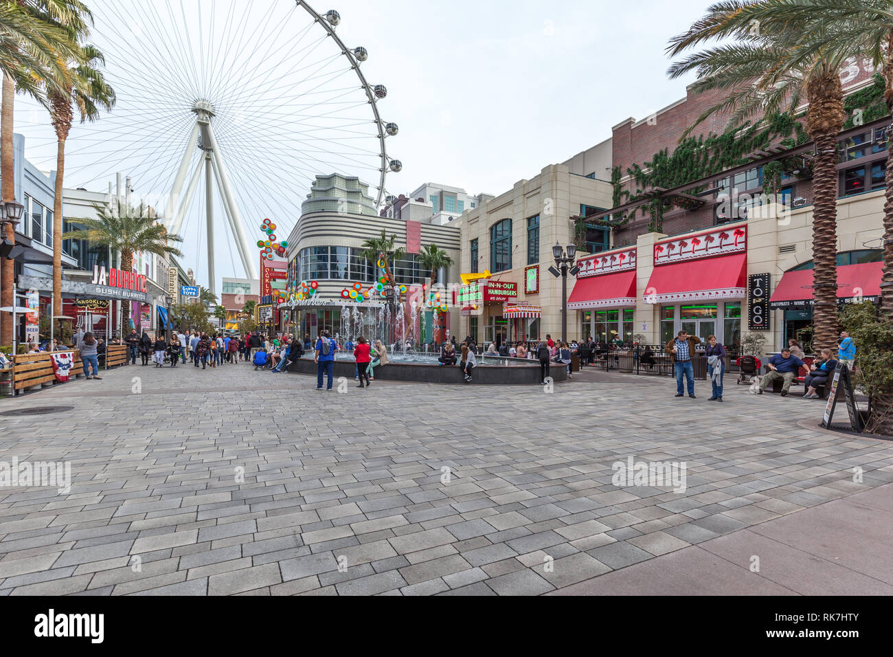 LAS VEGAS, NEVADA, USA - JANUARY 2ND, 2018: View of LINQ Promenade with ...