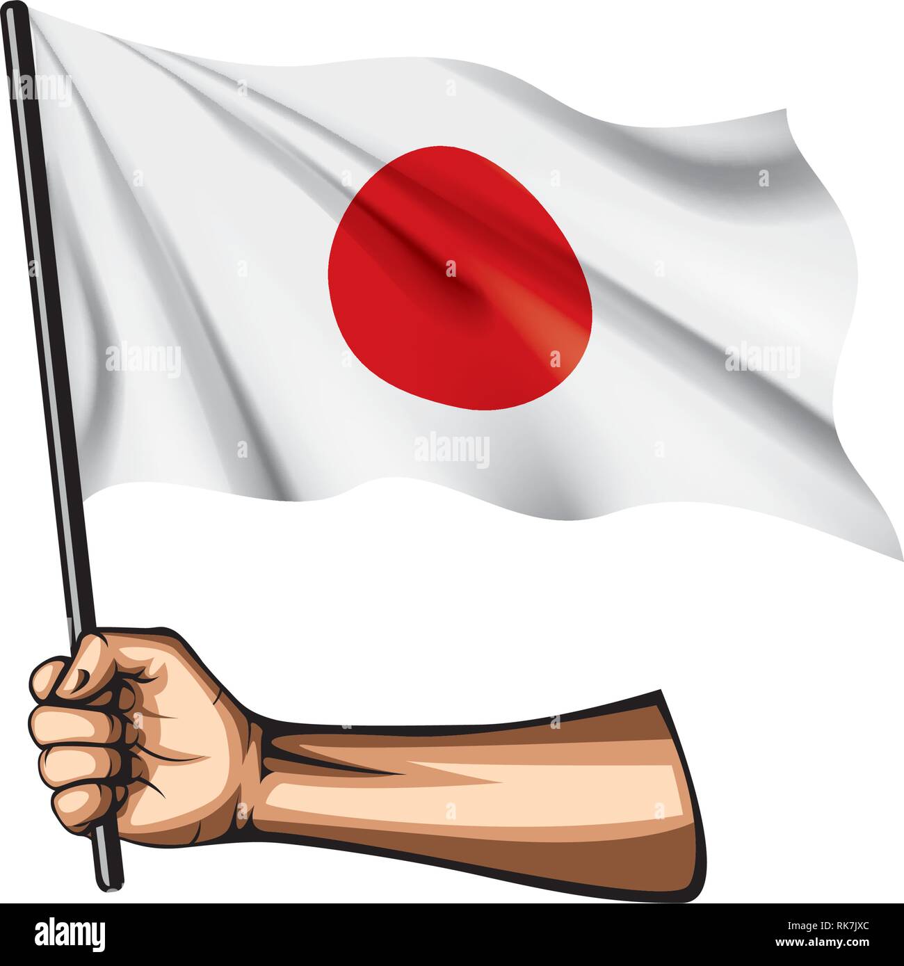 Japan flag and hand on white background. Vector illustration Stock ...