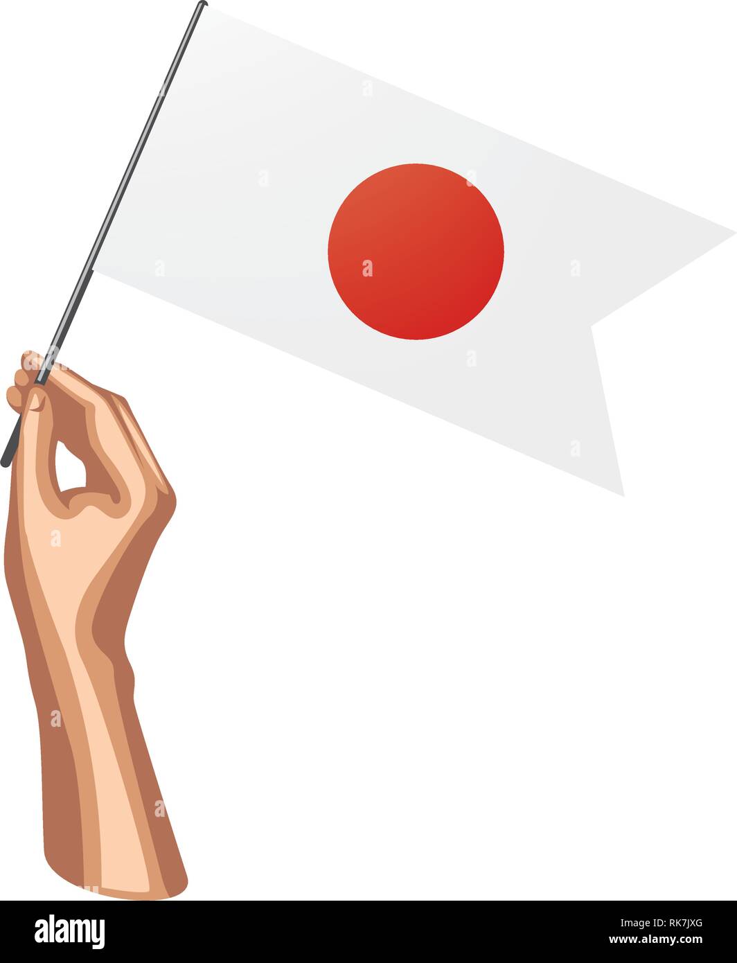 Japan flag and hand on white background. Vector illustration Stock ...