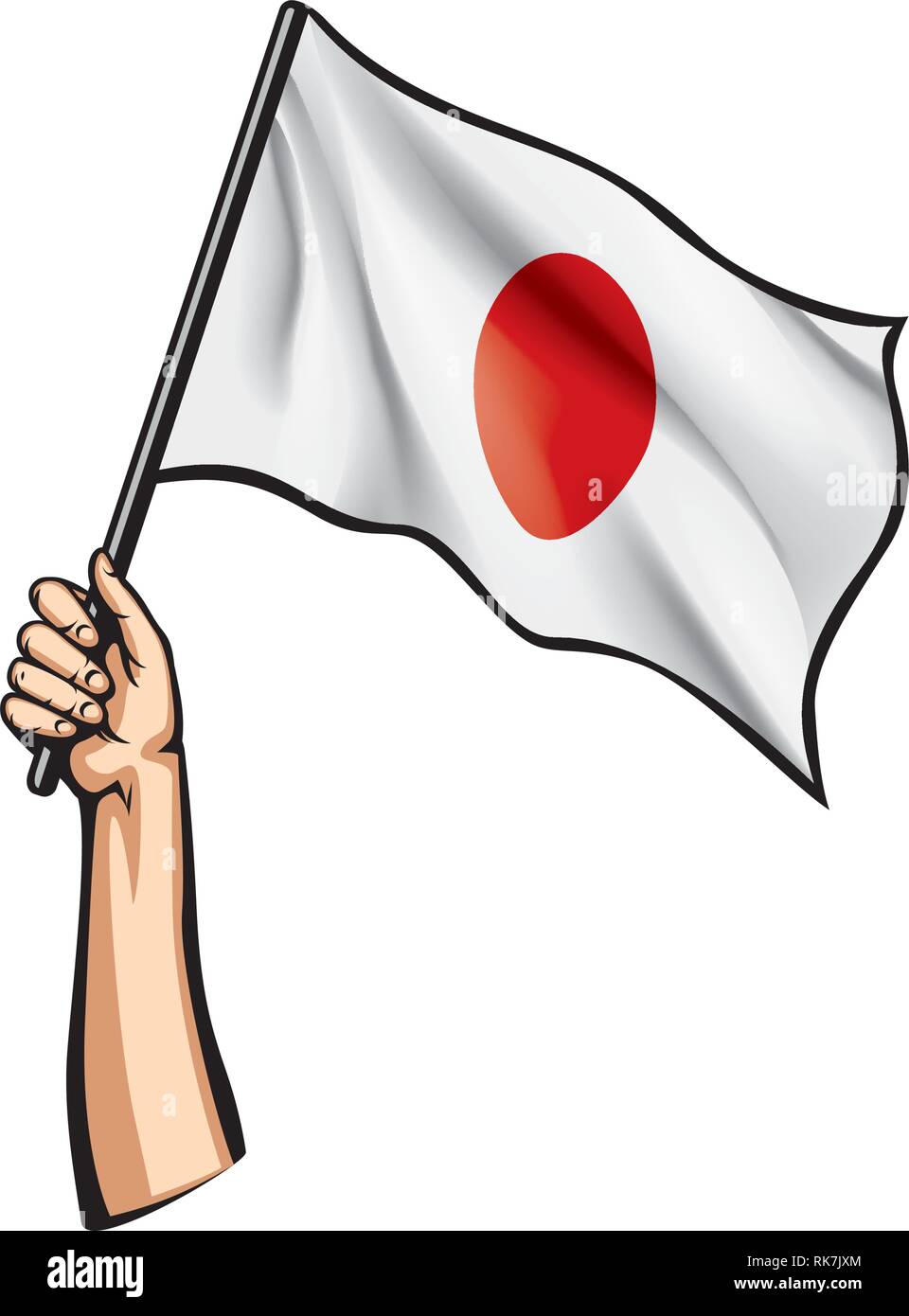 Japan flag and hand on white background. Vector illustration Stock ...