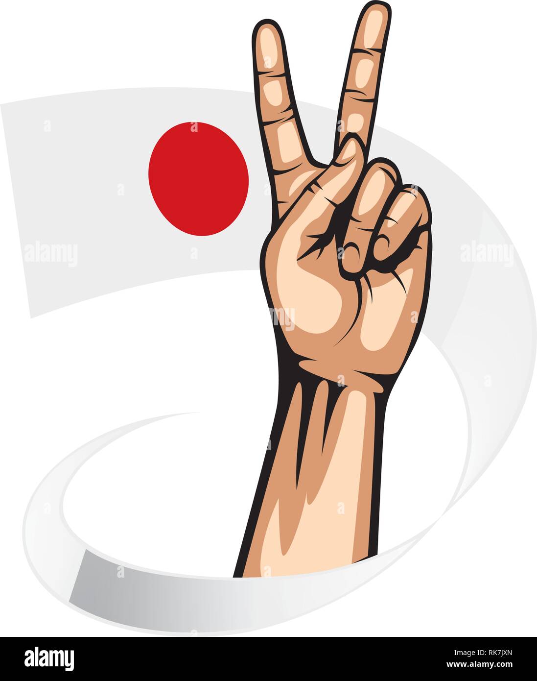 Japan flag and hand on white background. Vector illustration Stock ...