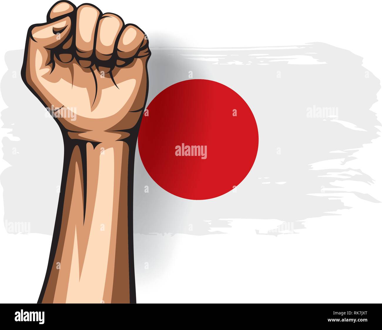 Japan flag and hand on white background. Vector illustration Stock ...