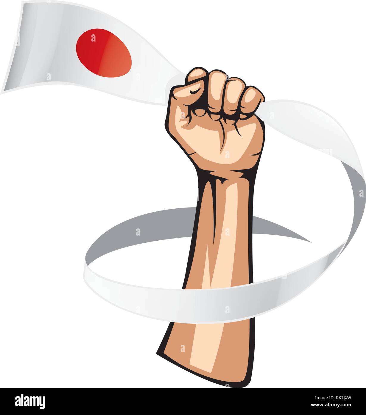 Japan flag and hand on white background. Vector illustration Stock ...