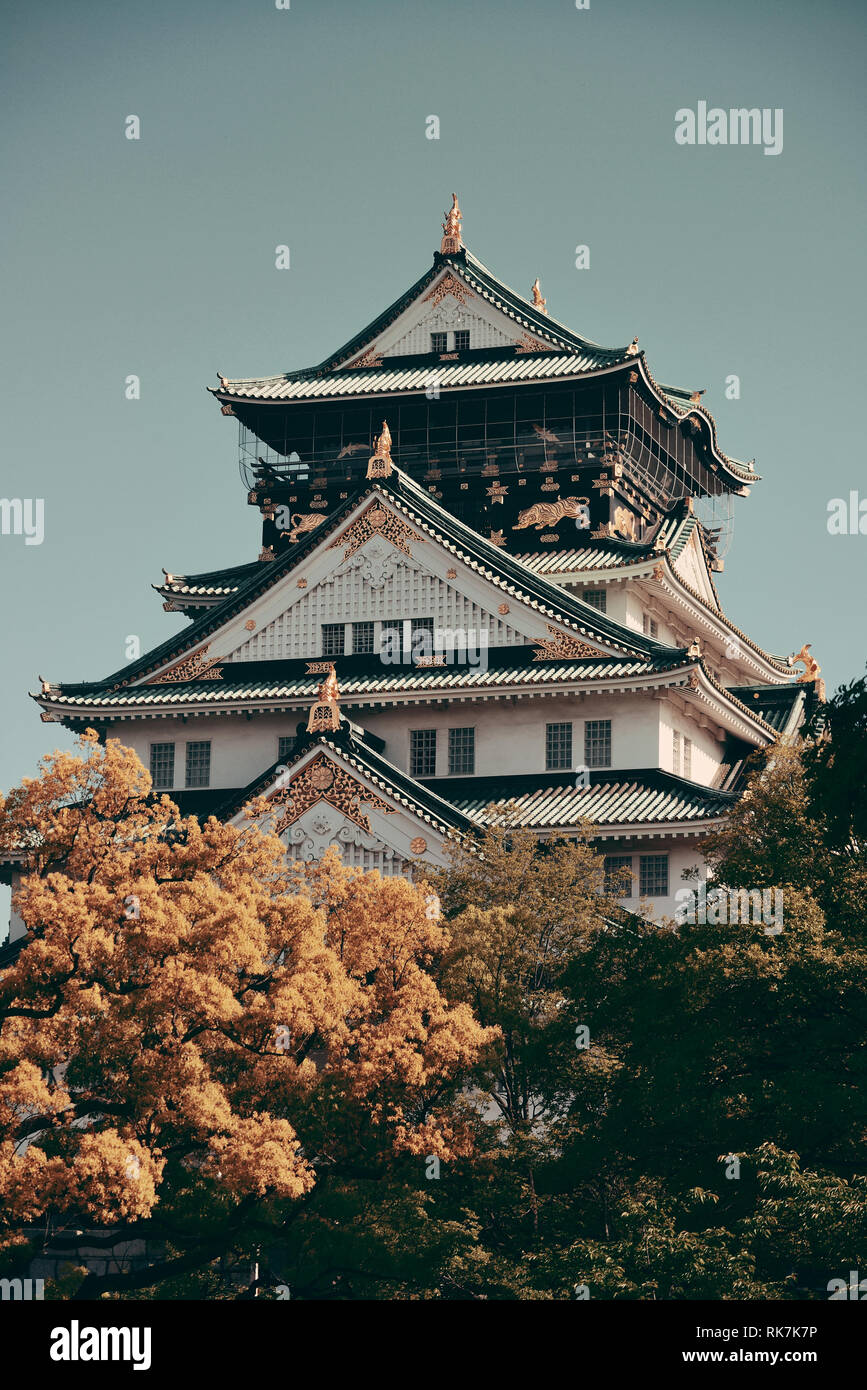 Osaka Castle as the famous historical landmark of the city. Japan Stock ...