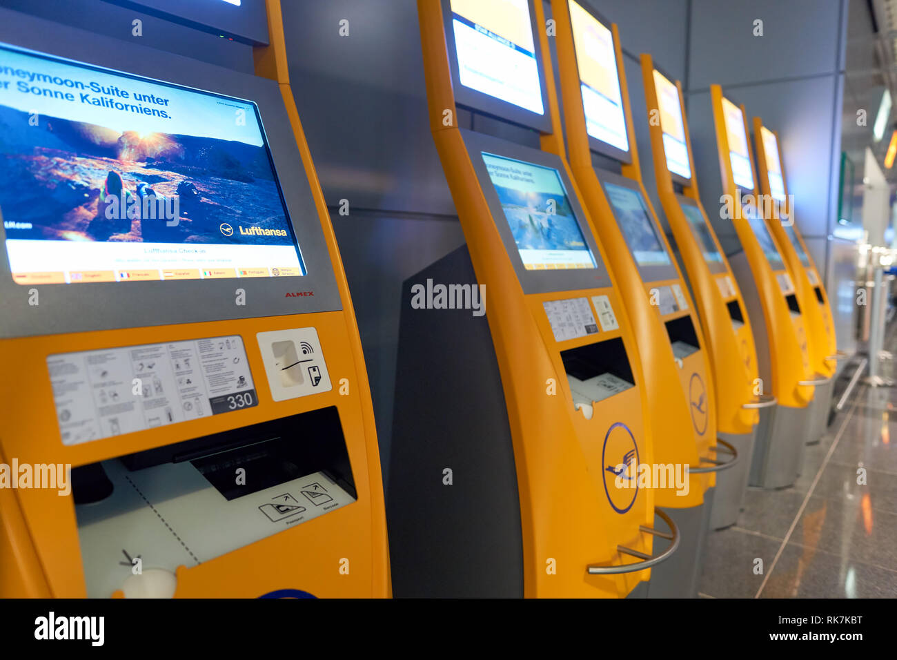 FRANKFURT, GERMANY - APRIL 07, 2016: inside of Frankfurt Airport ...