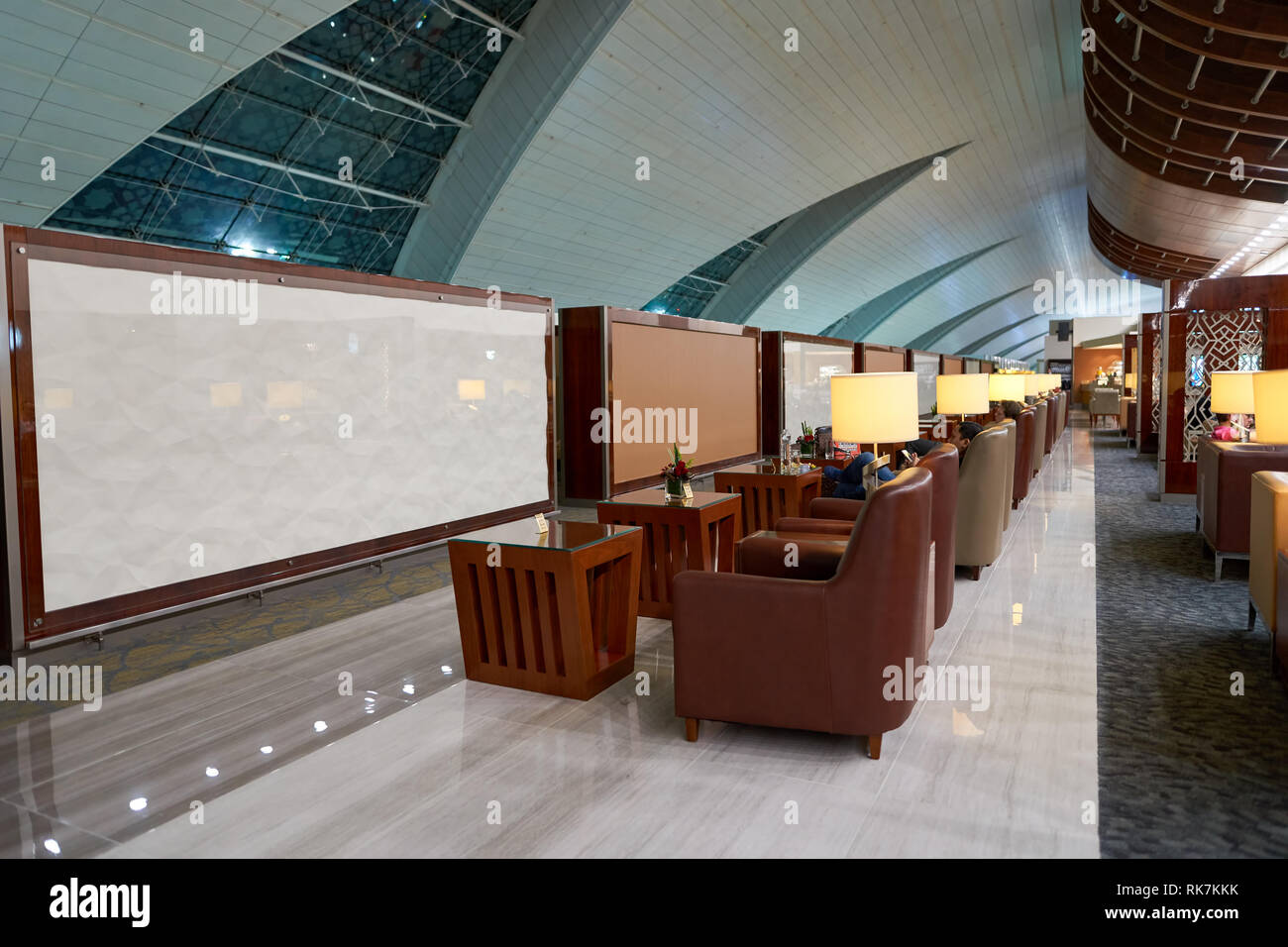 DUBAI, UAE - APRIL 09, 2016: interior of Emirates Business Lounge ...