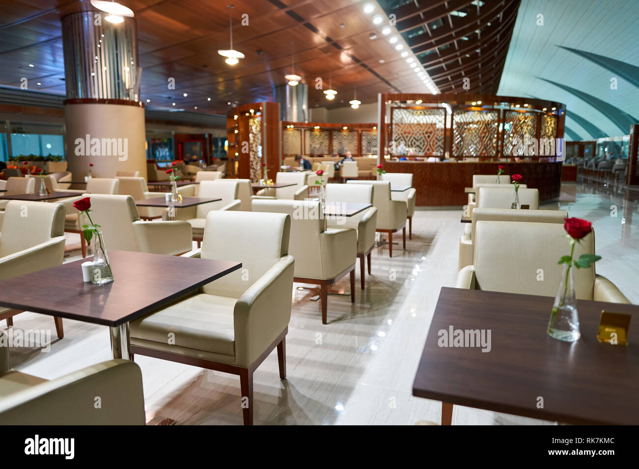DUBAI, UAE - APRIL 09, 2016: interior of Emirates Business Lounge ...