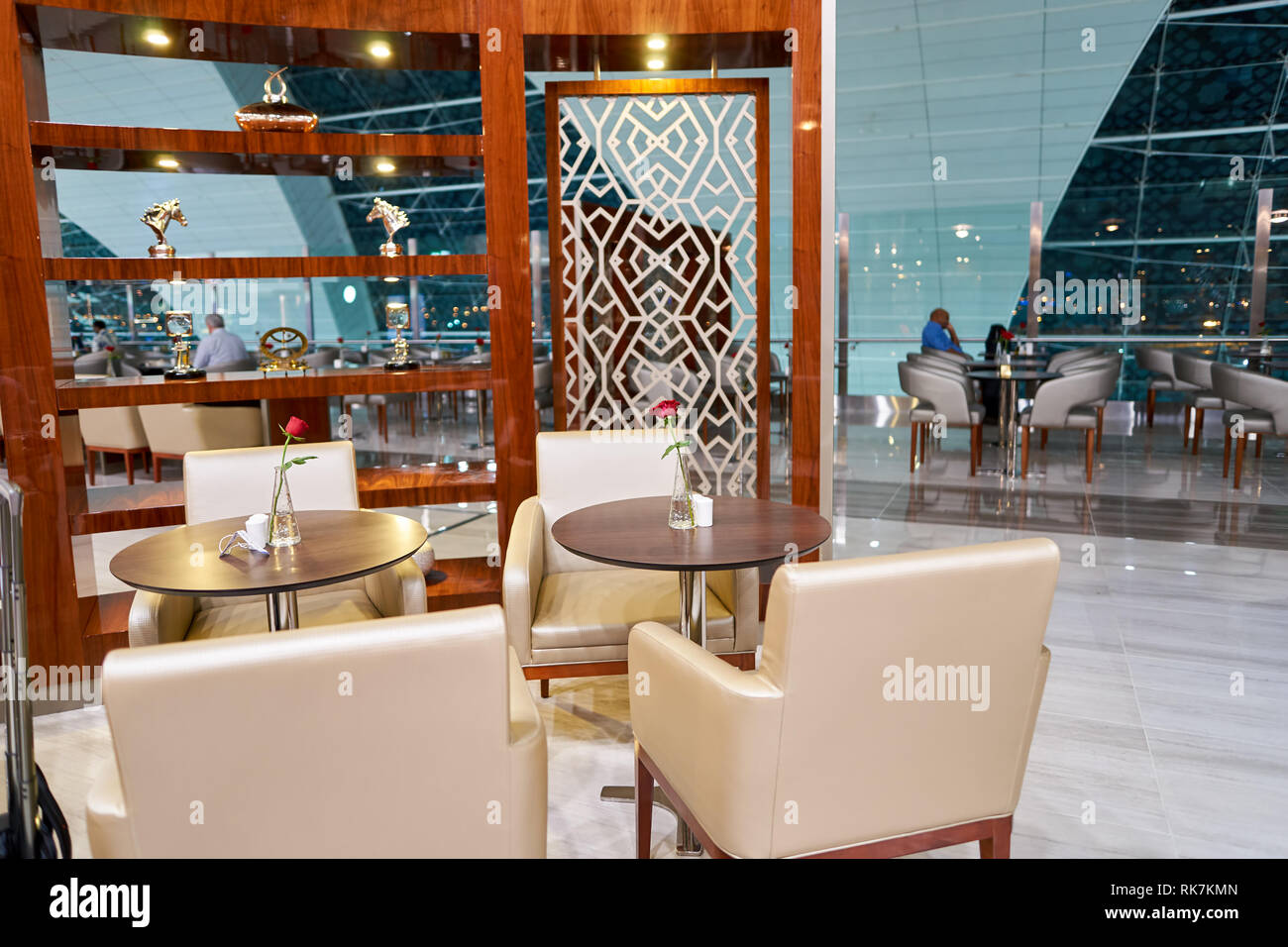 DUBAI, UAE - APRIL 09, 2016: interior of Emirates Business Lounge ...