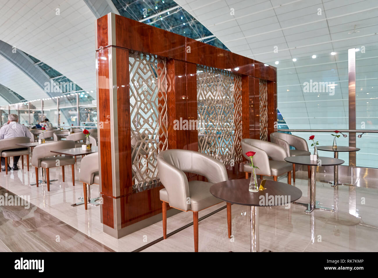 DUBAI, UAE - APRIL 09, 2016: interior of Emirates Business Lounge ...