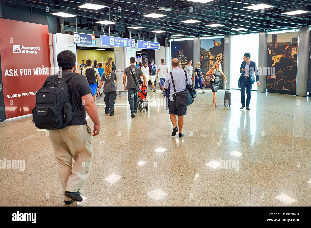 ROME, ITALY - AUGUST 04, 2015: inside of Fiumicino Airport. Fiumicino ...