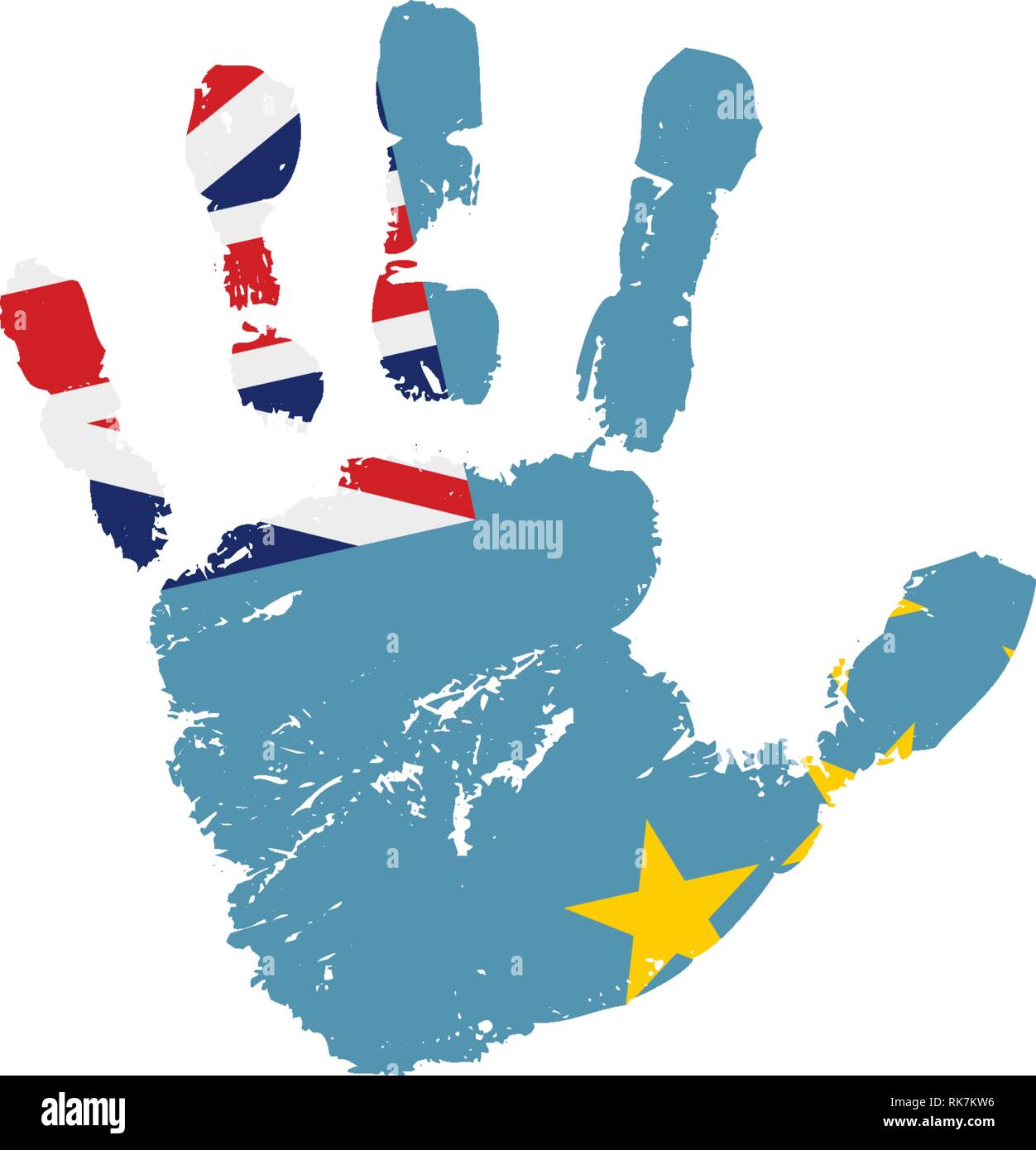 Tuvalu flag and hand on white background. Vector illustration Stock ...
