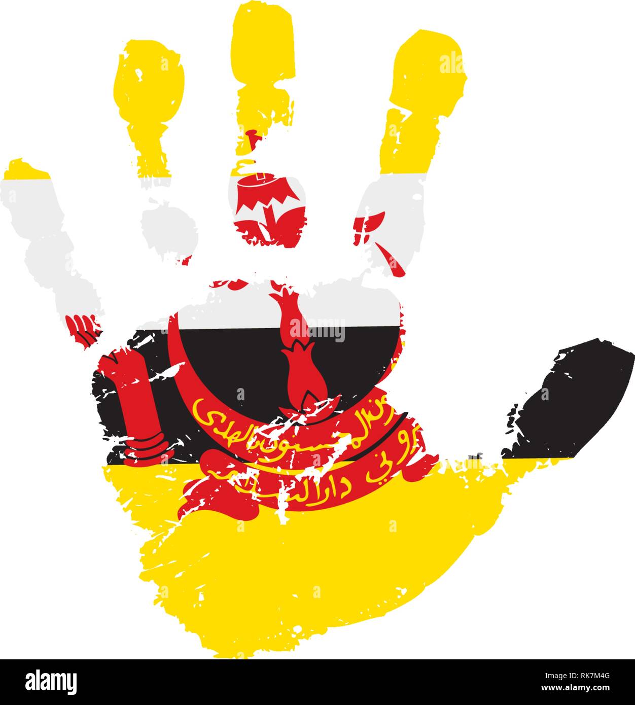 Brunei flag and hand on white background. Vector illustration Stock ...