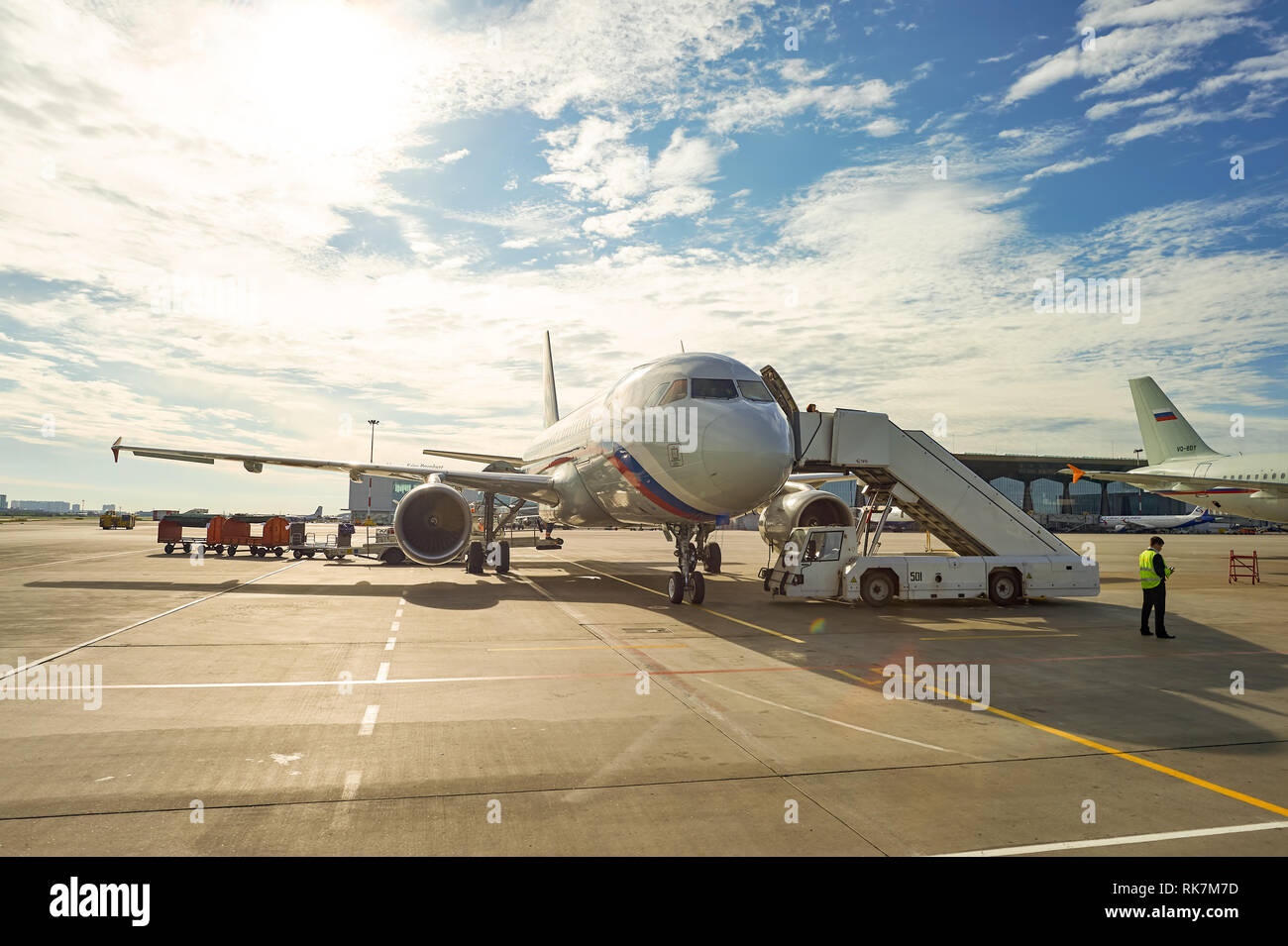 SAINT PETERSBURG, RUSSIA - AUGUST 04, 2015: Rossiya Airlines aircraft ...