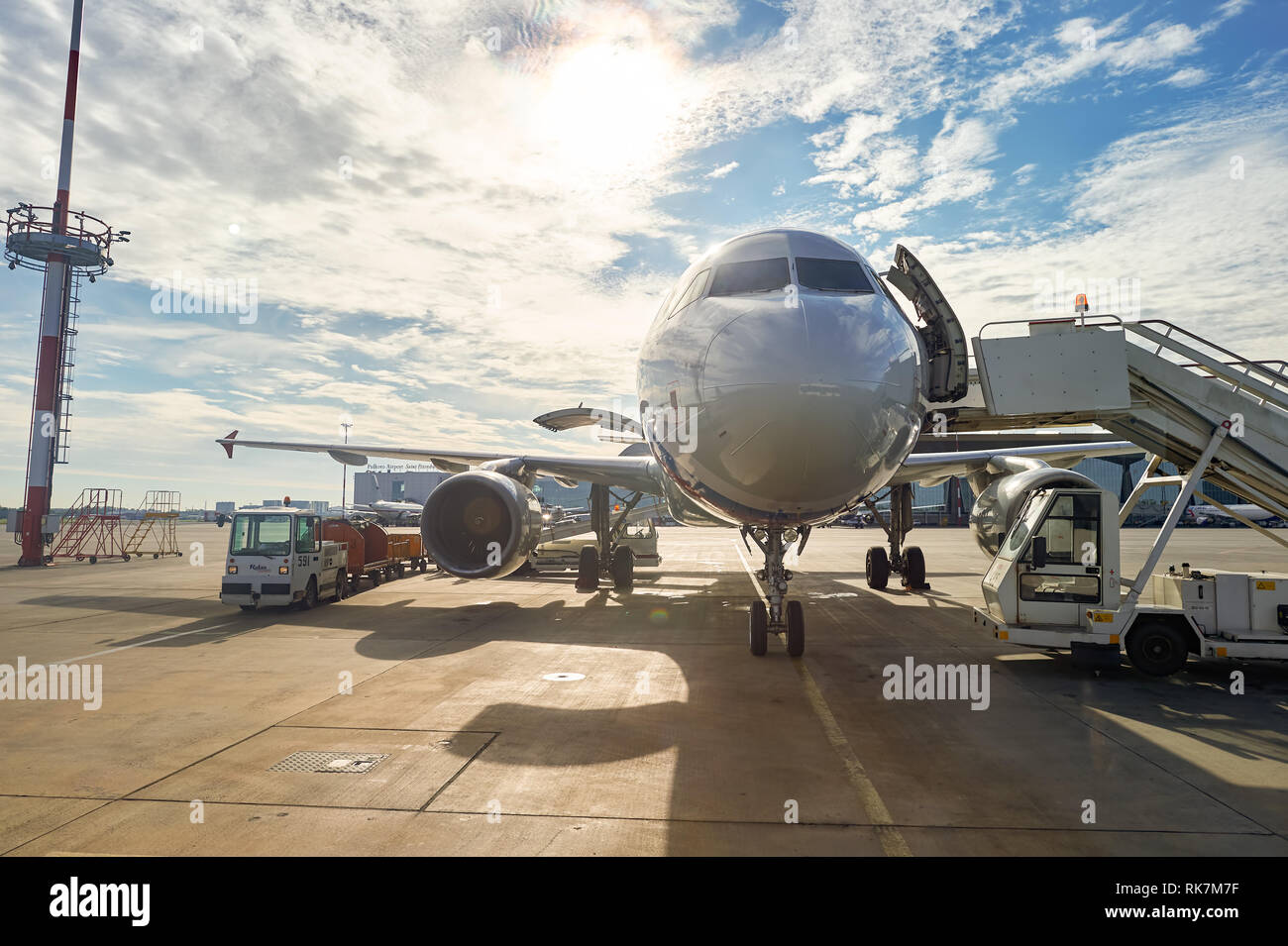SAINT PETERSBURG, RUSSIA - AUGUST 04, 2015: Rossiya Airlines aircraft ...