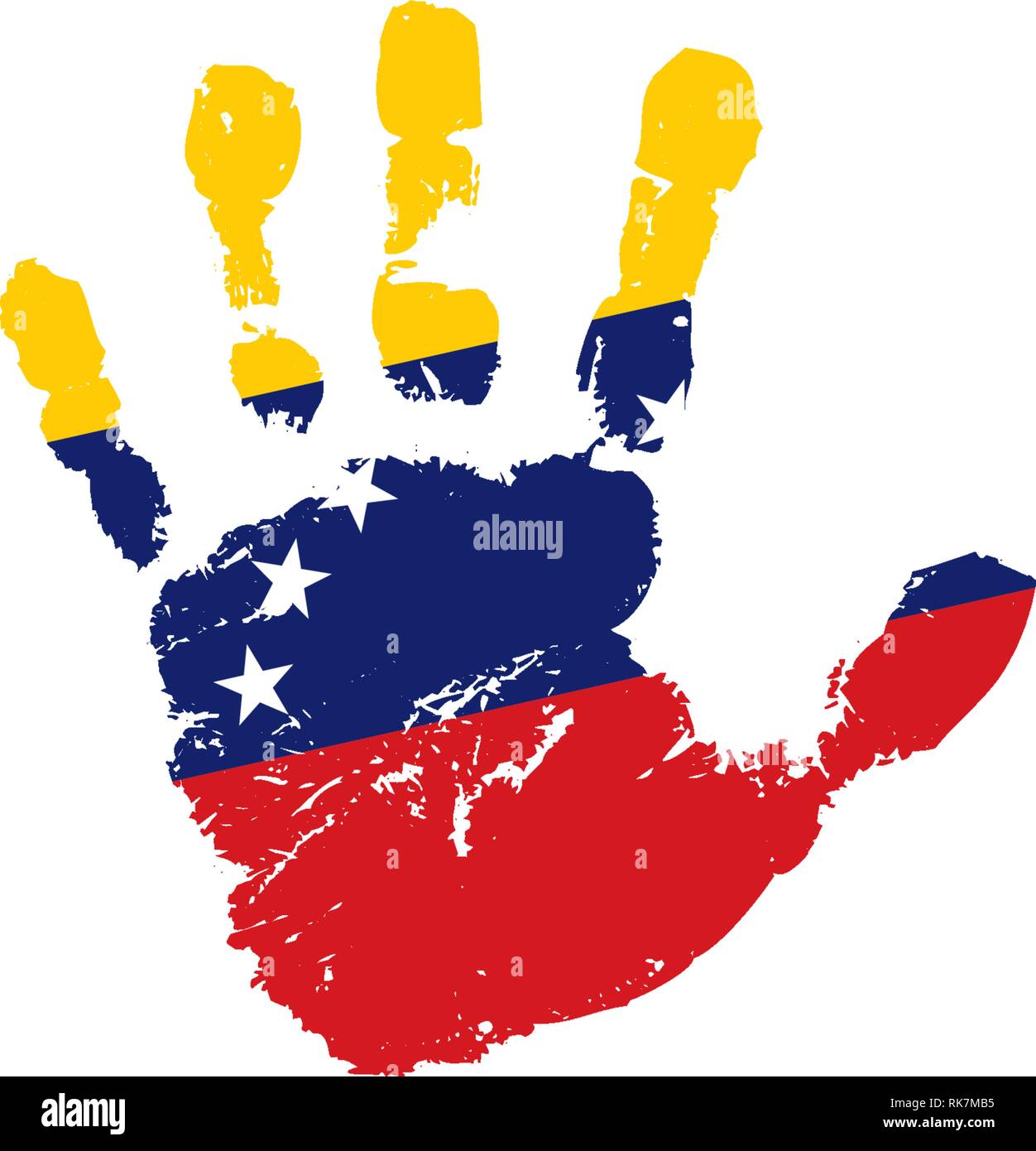 Venezuela flag and hand on white background. Vector illustration Stock ...