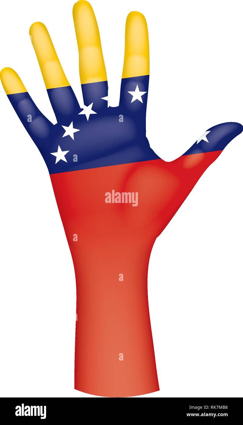 Venezuela flag and hand on white background. Vector illustration Stock ...
