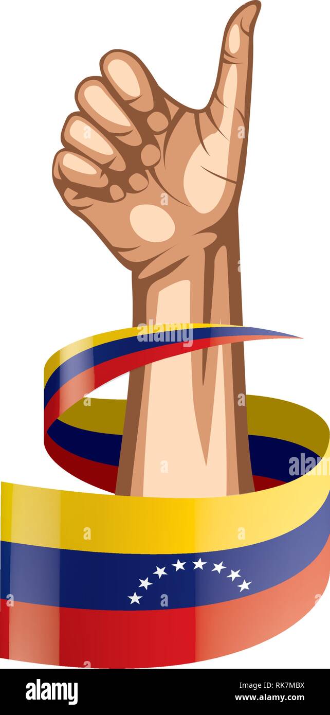Venezuela flag and hand on white background. Vector illustration Stock ...