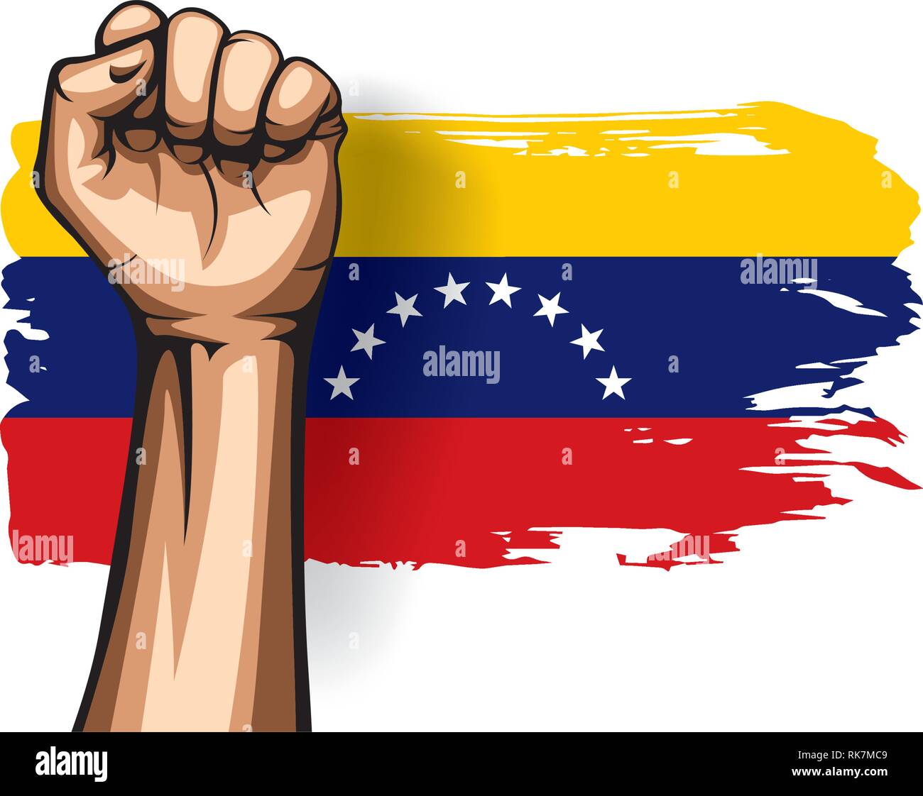Venezuela flag and hand on white background. Vector illustration Stock ...