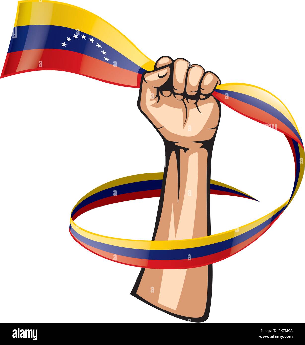 Venezuela flag and hand on white background. Vector illustration Stock ...