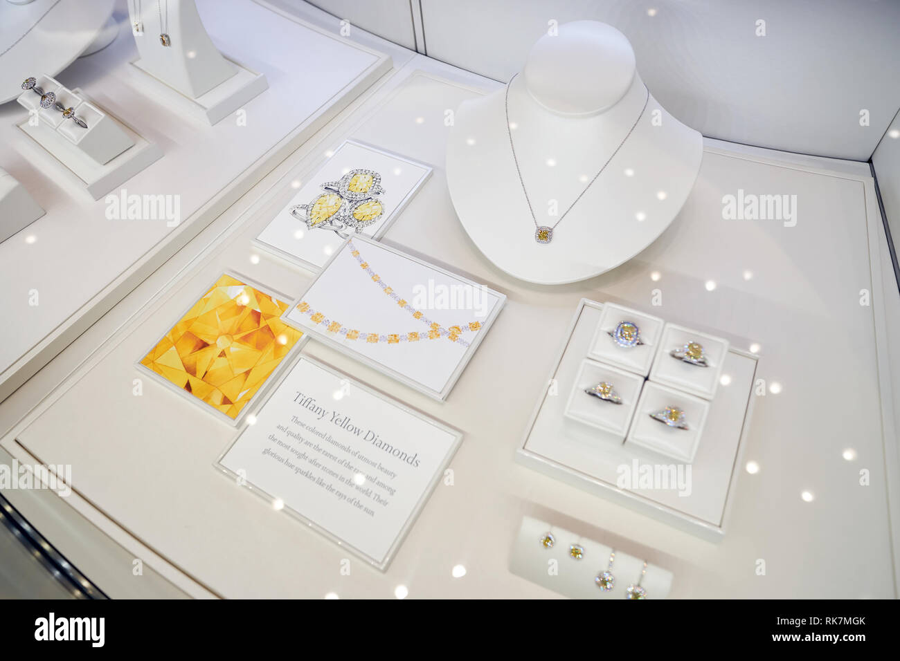 KUALA LUMPUR, MALAYSIA - MAY 09, 2016: showcase at Tiffany store ...