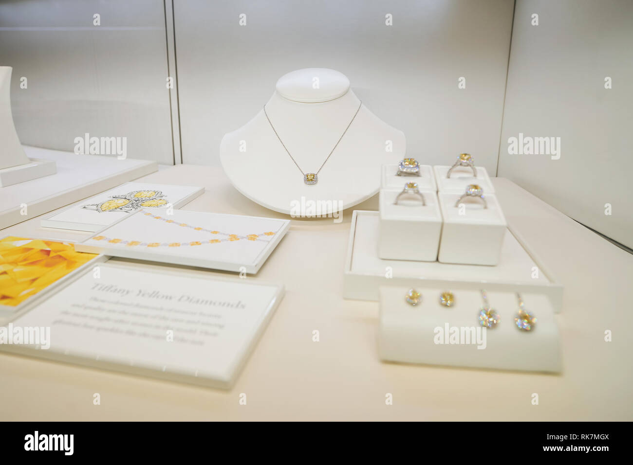KUALA LUMPUR, MALAYSIA - MAY 09, 2016: showcase at Tiffany store ...